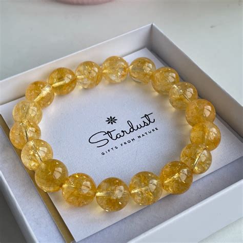 Natural Unheated Citrine Bead Bracelet For Women Natural Yellow Bracelet 10mm For Her Luxury