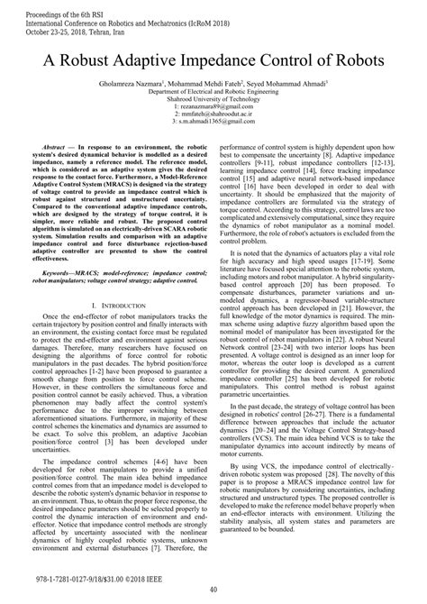 Pdf A Robust Adaptive Impedance Control Of Robots