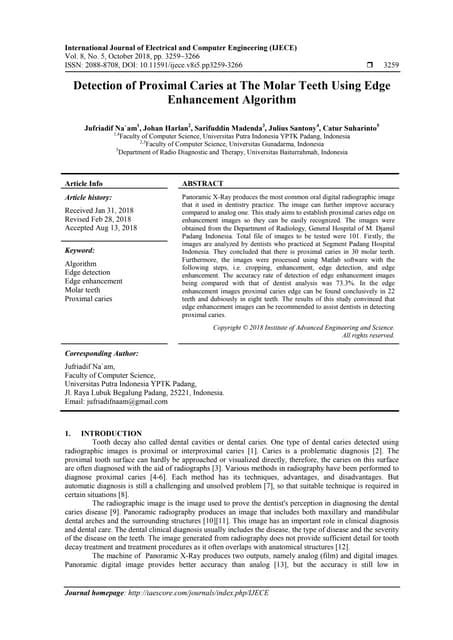 detection of proximal caries at the molar teeth using edge enhancement