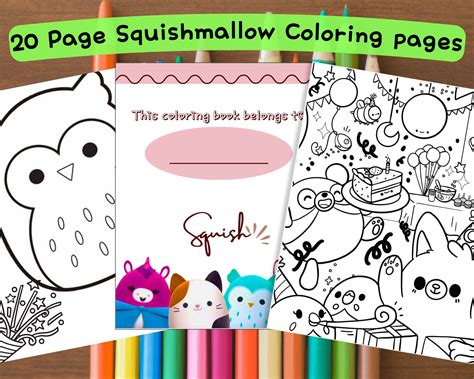 Cute Squishmallow Coloring Book 20 Printable Pages Digital Download