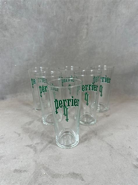 Perrier Set Of 6 Glasses Perrier Made In France 1980s Etsy