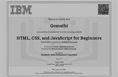 Completed Html Css And Javascript For Beginners Via Ibm Skills Network