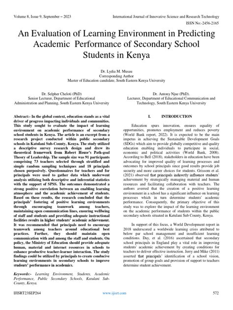An Evaluation Of Learning Environment In Predicting Academic