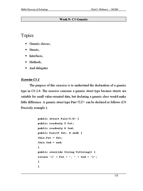 Exercise 09 Pdf C Sharp Programming Language C Programming