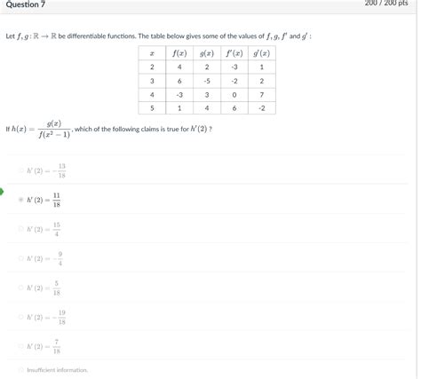 Solved Let F G R→r Be Differentiable Functions The Table