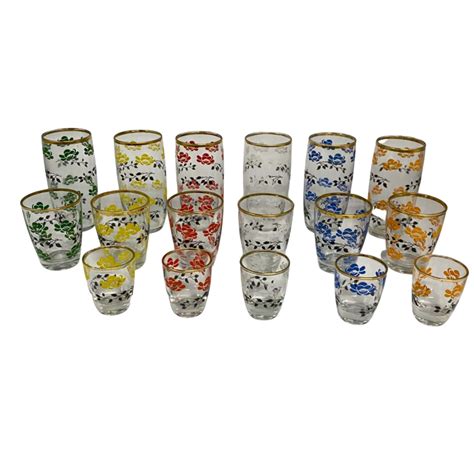 Retro Drinking Glasses 3 Different Sizess