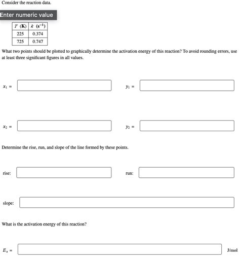 Solved Consider The Reaction Data What Two Points Should Be Chegg