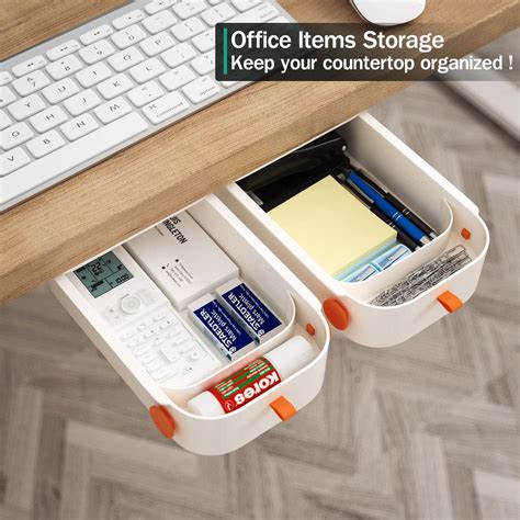 Buy Under Table Desk Drawer Storage Organizer 2 Pack Hidden Self