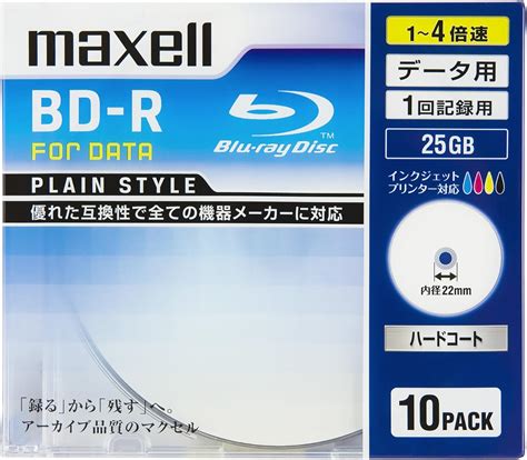 jp マクセル maxell データ用 bd r 片面1層 25gb 4倍速対応 インクジェットプリンタ対応ホワイト