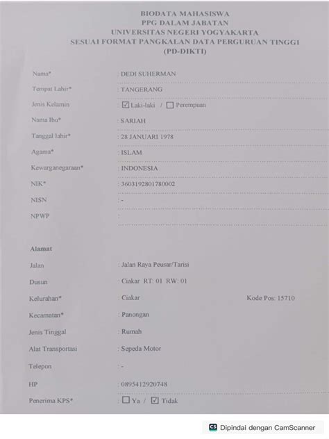 Biodata Dedi Pdf