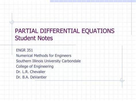 PPT PARTIAL DIFFERENTIAL EQUATIONS Student Notes PowerPoint Presentation ID
