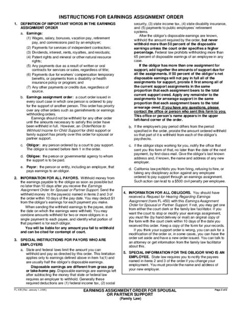 Fl 435 Earnings Assignment Order For Spousal Or Partner Support Free
