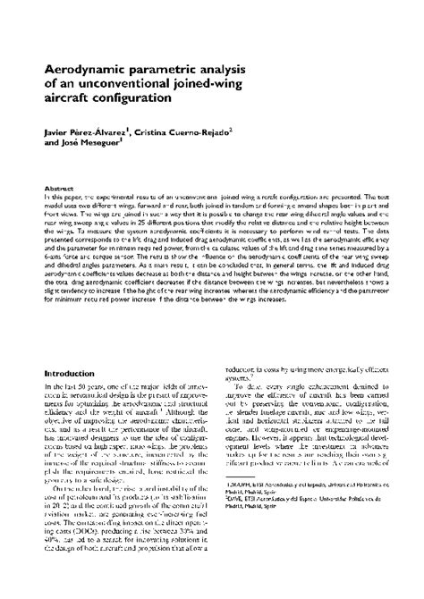 Pdf Aerodynamic Parametric Analysis Of An Unconventional Joined Wing Aircraft Configuration