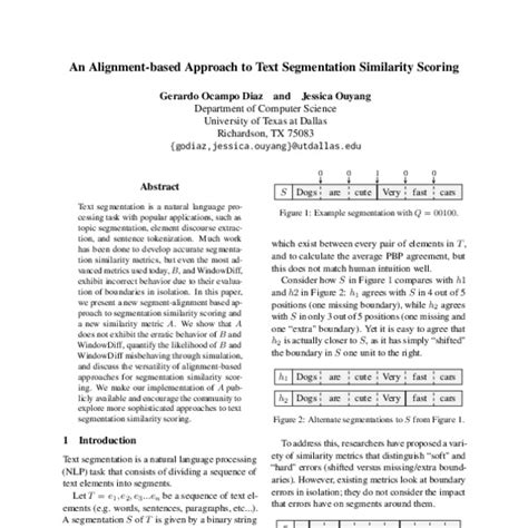 An Alignment Based Approach To Text Segmentation Similarity Scoring