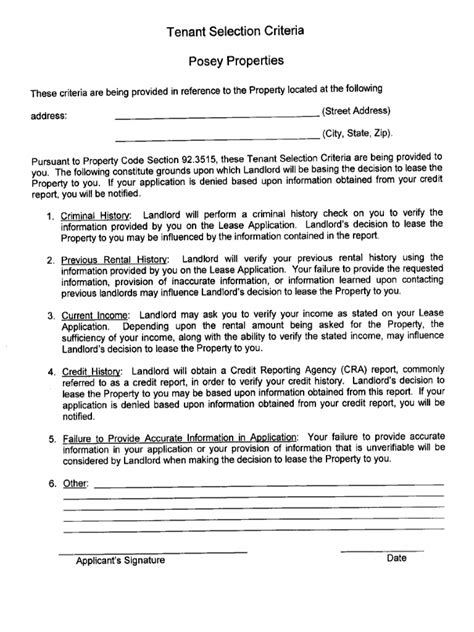 Tenant Selection Criteria Pdf