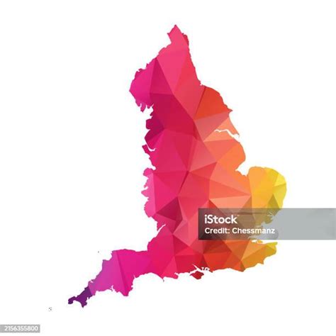 추상 다각형 지도 벡터 일러스트 레이 션 낮은 폴리 색상 무지개 잉글랜드 고립된지도 0명에 대한 스톡 벡터 아트 및 기타 이미지 0명 3차원 형태 결정체 Istock