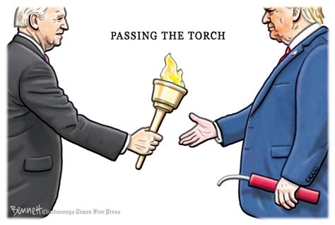 Cartoon Passing The Torch