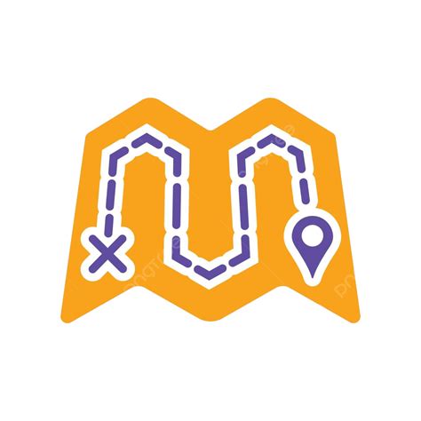 Navigation Icon Of Route Vector Glyph On A Map Vector Marker Path Symbol Png And Vector With
