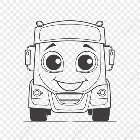 흰색 격리 된 색칠 페이지 개요 스케치 드로잉에 검은 색의 귀여운 버스 얼굴 벡터두꺼운 선폰트 Png 일러스트 무료 다운로드 Lovepik