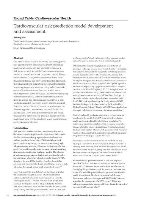 Pdf Cardiovascular Risk Prediction Model Development And Assessment