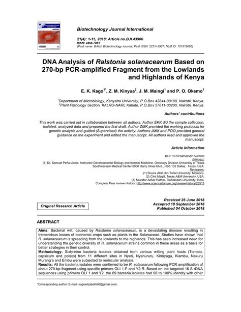 Pdf Dna Analysis Of Ralstonia Solanacearum Based On 270 Bp Pcr Amplified Fragment From The