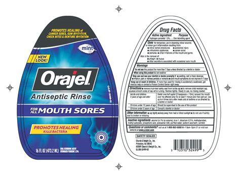 Orajel Antiseptic Rinse For Mouth Sores Liquid Church And Dwight Co Inc