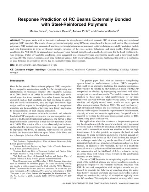 Pdf Response Prediction Of Rc Beams Externally Bonded With Steel Reinforced Polymers