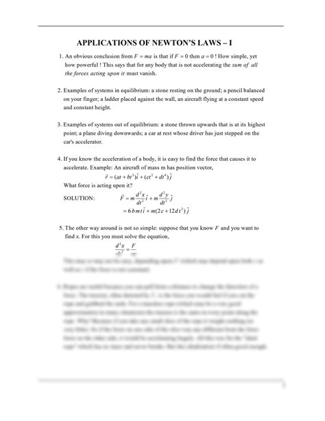Solution Applications Of Newton S Law 1 With Key Points Examples