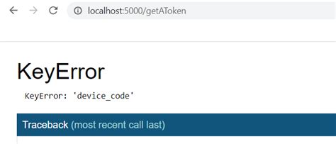 how to fix keyerror device code when trying to set up oauth2 sign in
