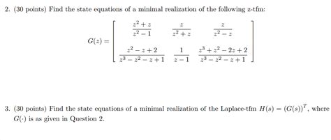 Solved 2 30 Points Find The State Equations Of A Minimal