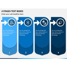 Linear Arrow With Text Boxes 4 Stages PowerPoint Slide