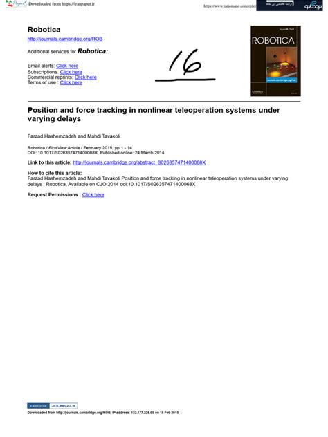Position And Force Tracking In Nonlinear Teleoperation Systems Under Varying Delays Pdf