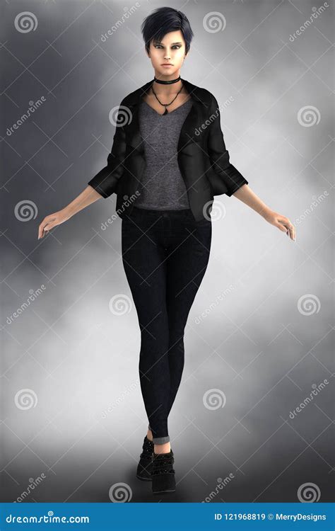 Beautiful Assassin In Full Fantasy Figure Pose Stock Illustration Beautiful Assassin In Full Fantasy Figure Pose Stock Illustration