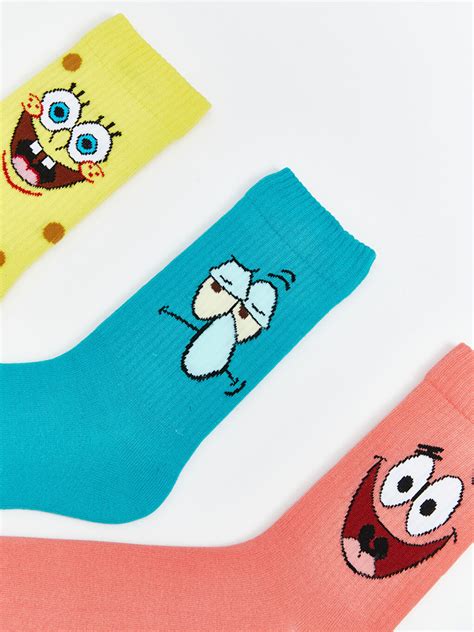 Lcw Accessories Spongebob Printed Mens Ankle Socks 3 Pack W52349z8 K00 Lc Waikiki
