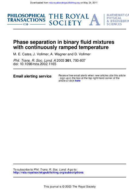 pdf phase separation in binary fluid mixtures with continuously