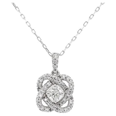 10k White Gold Ladies Floral Diamond Necklace For Sale At 1stdibs