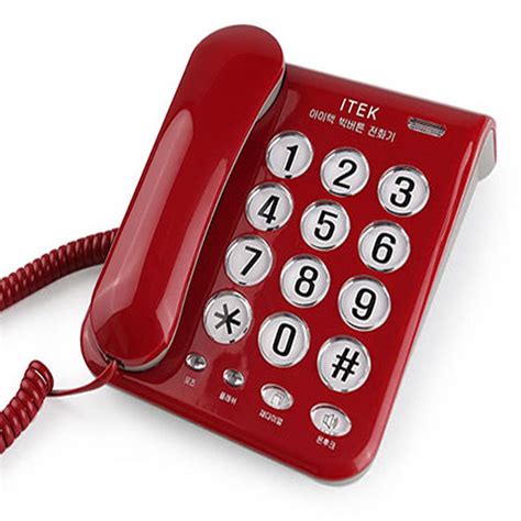 아이텍200re 빅버튼 유선전화기 레드 효도전화기 Wbce76a