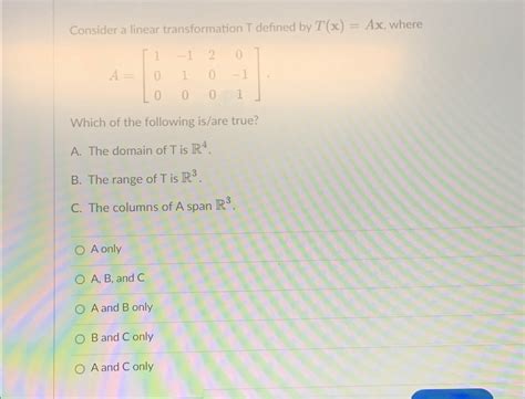 solved consider a linear transformation t ﻿defined by