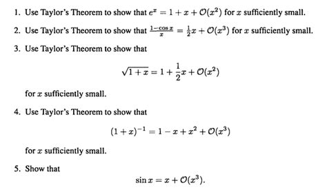 solved use taylor s theorem to show that ex 1 x o x2 ﻿for x