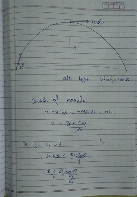 A Shell Is Projected From A Level Ground With A Velocity U Angle Q To The Horizontal