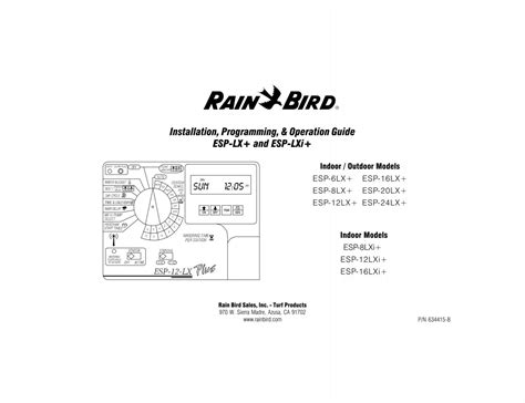 Rain Bird Esp Controller Program Sheet At Jodi Detweiler Blog