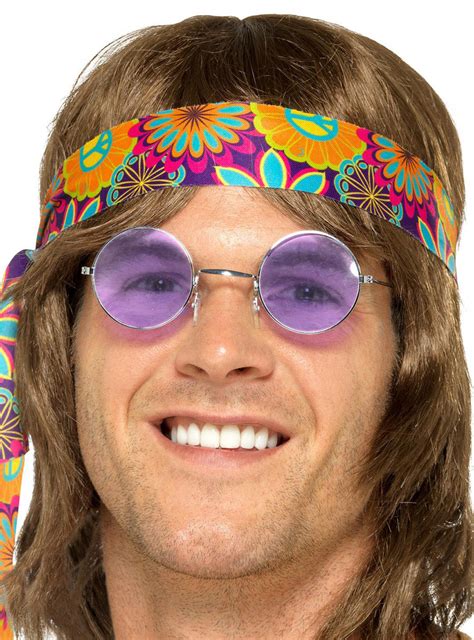 Purple 70s Glasses For Men Mens Hippie Costume Glasses