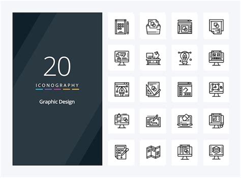 Free Vector 20 Graphic Design Outline Icon For Presentation Vector Line Icons Illustration