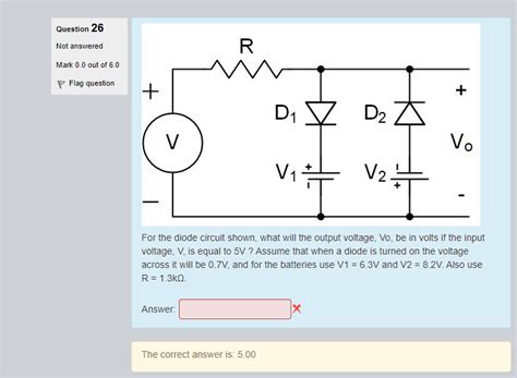 Solved For The Diode Circuit Shown What Will The Output Chegg Com