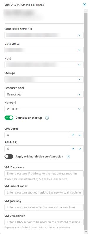 Configure One Time Restore To Esxi