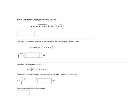 solved find the exact length of the curve y x−x2 sin−1 x