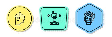 Set Line Smart Glasses Disassembled Robot And Robot Burned Out