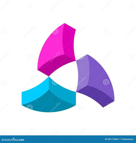 Colorful 3d Logo Design Template Quarters Of A Circle Make Triangular Motion Shape Stock