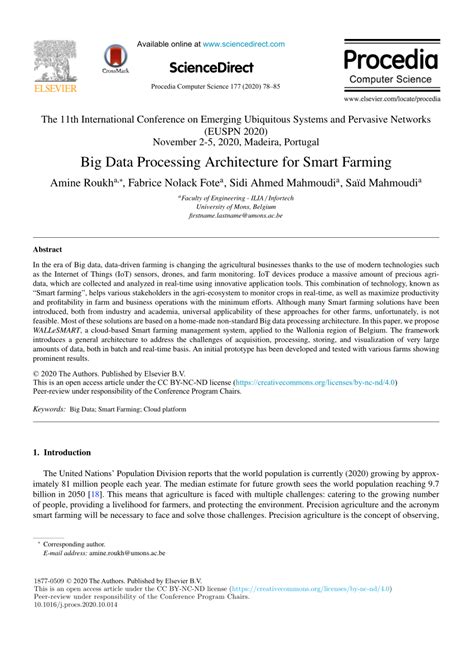 Pdf Big Data Processing Architecture For Smart Farming