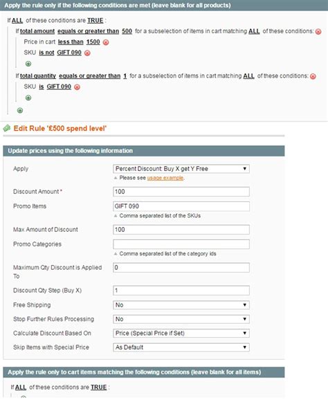 magento 1 9 shopping cart price rule free t at spend level 3